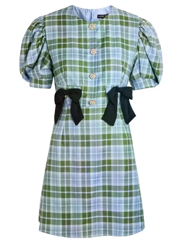 SISTER JANE Plaid Mini Dress With Bow Detail - Green