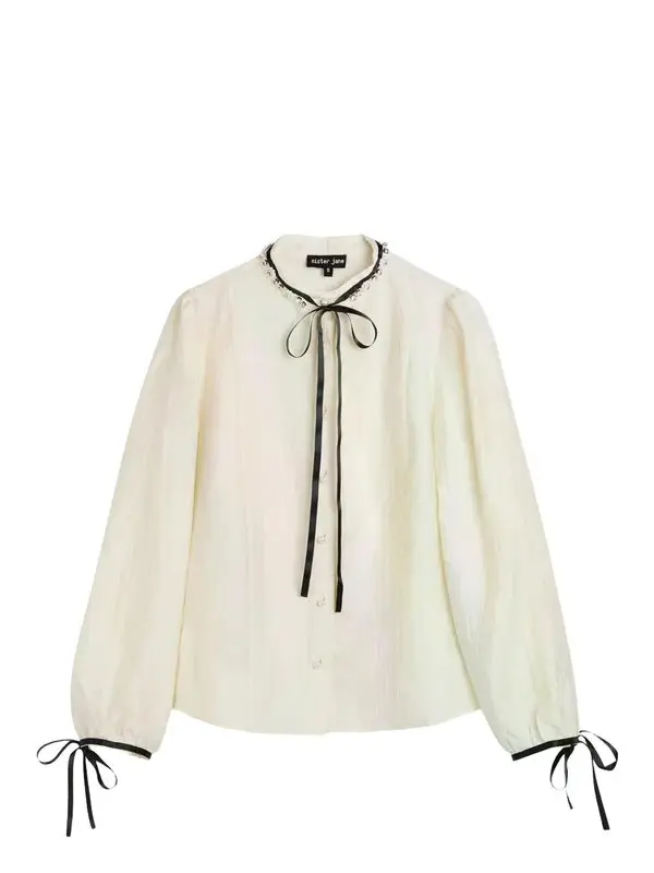 SISTER JANE Encore Crystal-embellished Blouse - White