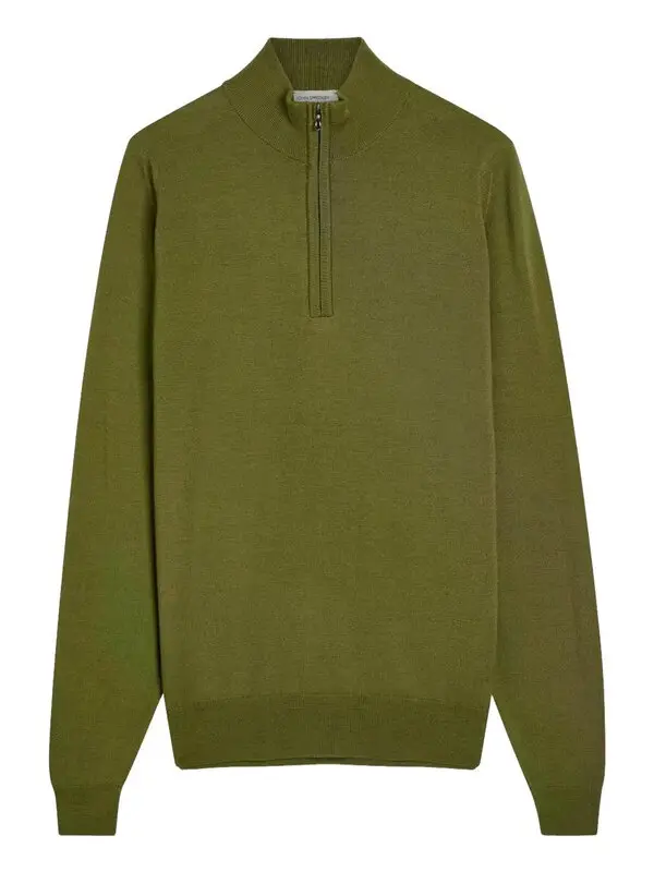 John Smedley Zip-collar Sweater - Green