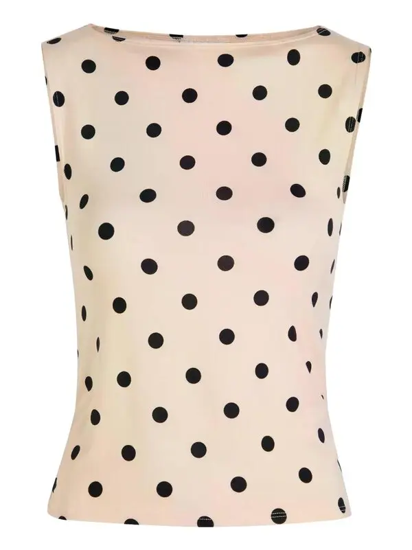 REFORMATION Polka Dot Boat-neck Top - Neutrals