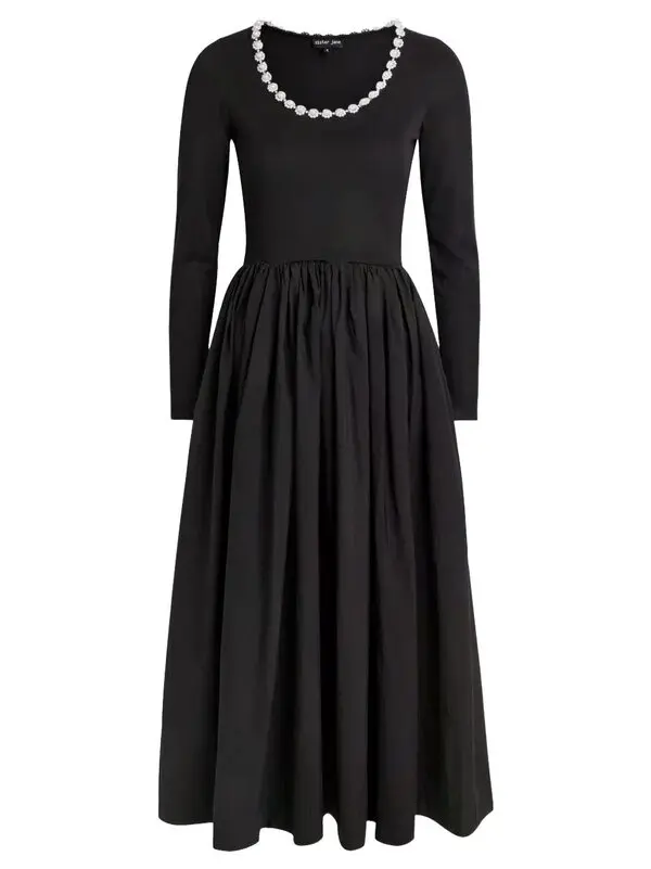 SISTER JANE Beaded Long-sleeved Midi Dress - Black