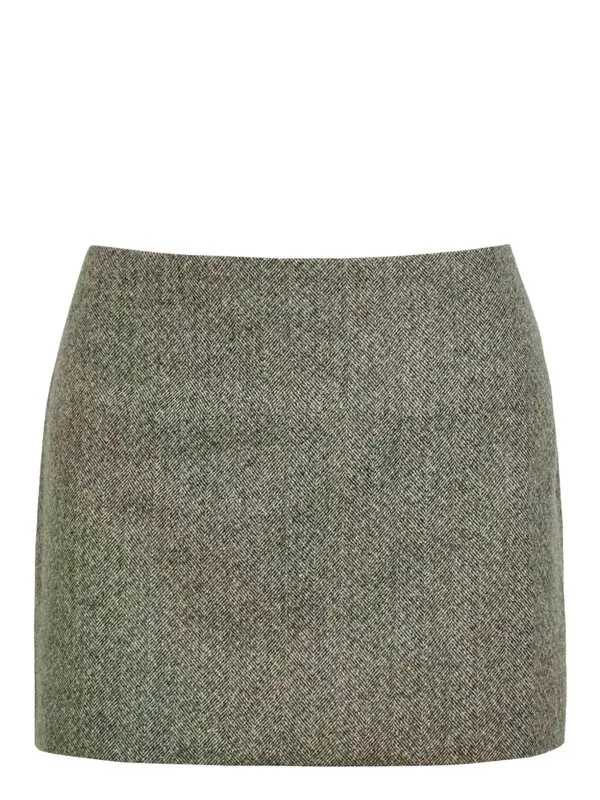REFORMATION Carla Herringbone Tweed Mini Skirt - Grey