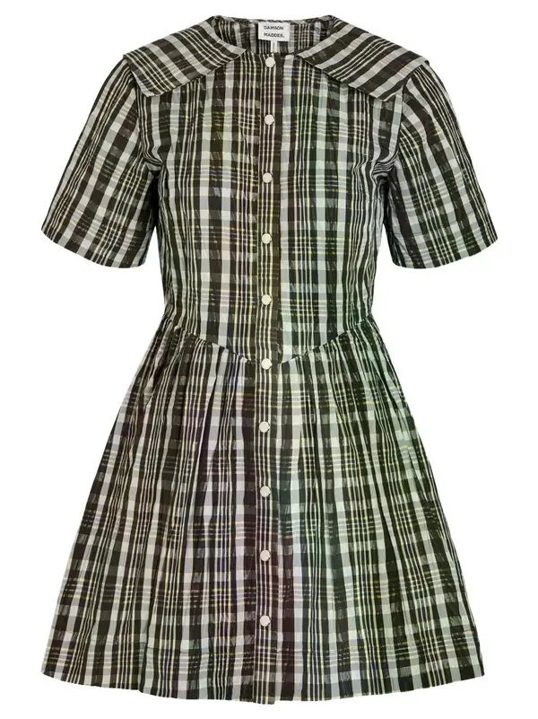 DAMSON MADDER Checked Mini Shirt Dress - Grey