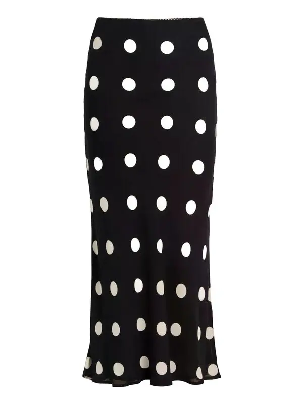 REFORMATION Layla Polka-dot Skirt - Black