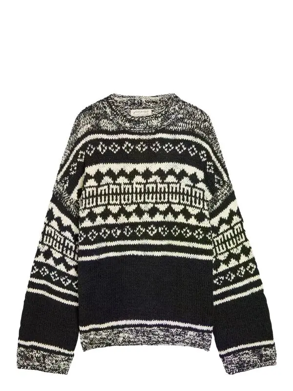 Free People Patterned Knit Sweater - Black