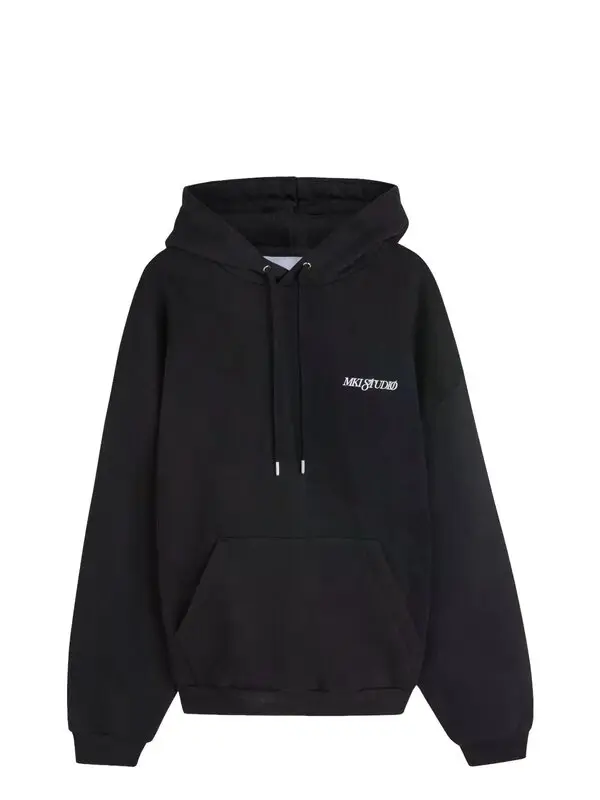 MKI MIYUKI ZOKU Script-embroidered Hoodie - Black