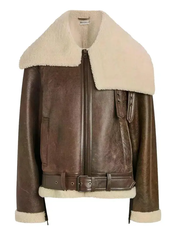 JW Anderson Shearling Belted Jacket - Brown