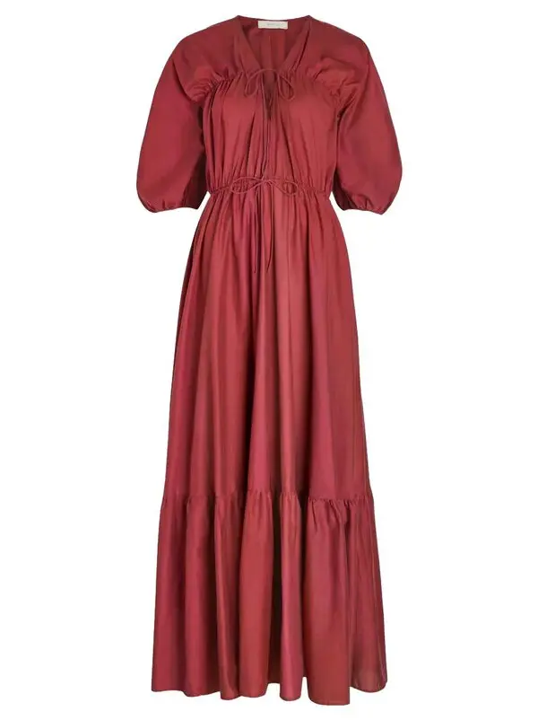 Faithfull The Brand Drawstring Cotton Maxi Dress - Red