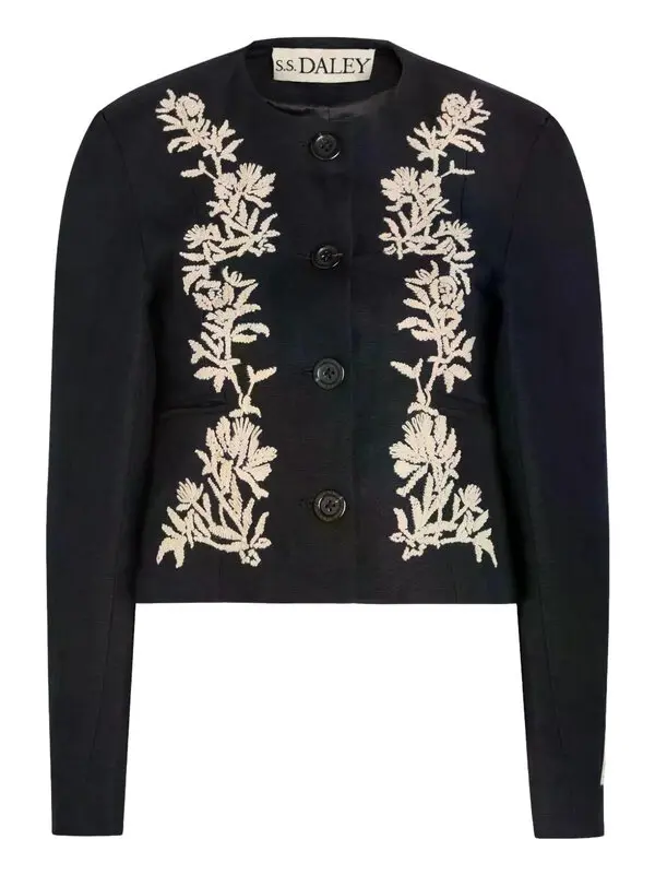 S.S.DALEY Ophelia Floral-embroidered Jacket - Black