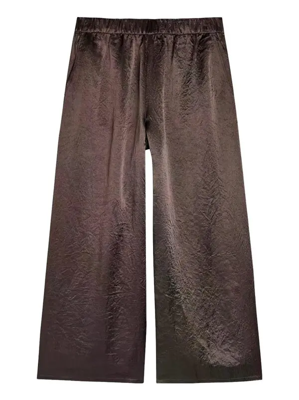 Eileen Fisher Crinkled Wide-leg Trousers - Brown