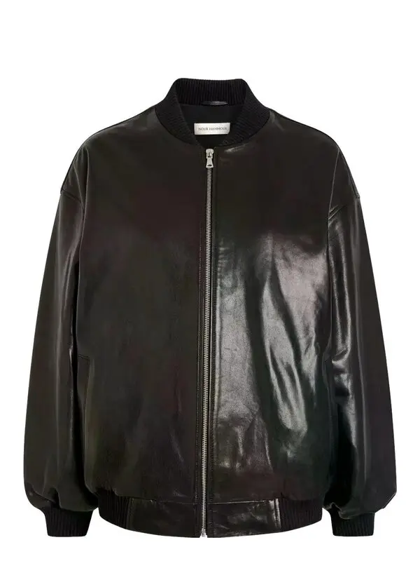 Nour Hammour Marley Leather Bomber Jacket - Black