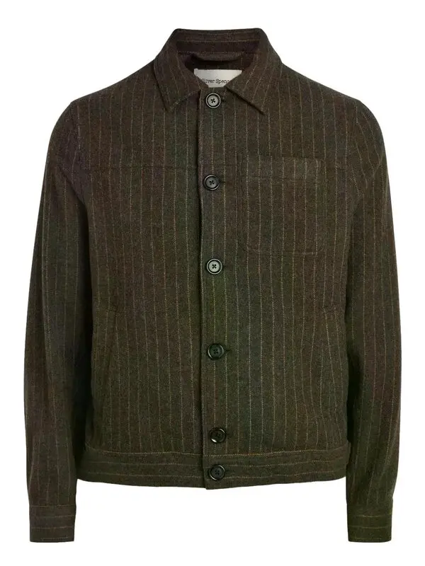 Oliver Spencer Buffalo Pinstripe Button Shirt Jacket - Brown