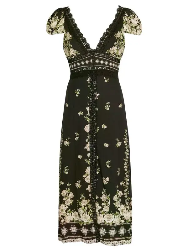 Alice + Olivia Floral-print Crepe Midi Dress - Black