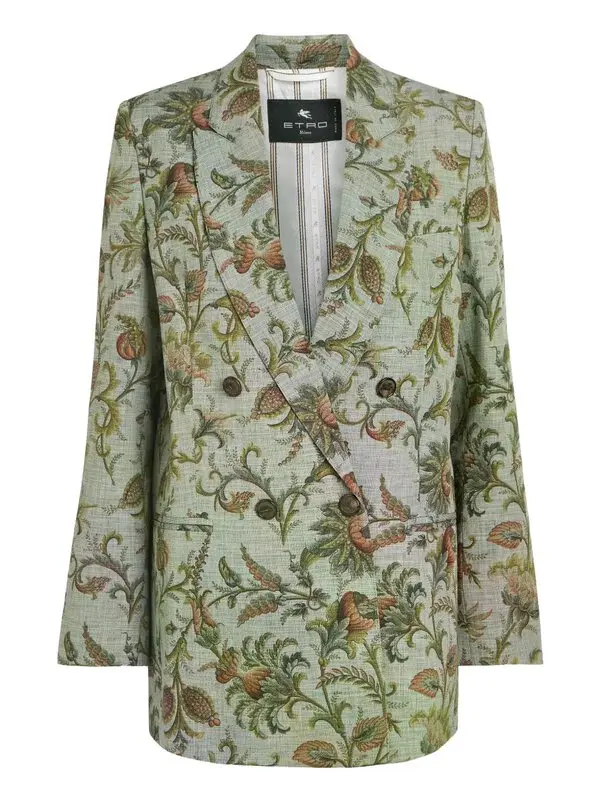 Etro Floral Print Double-breasted Jacket - Green