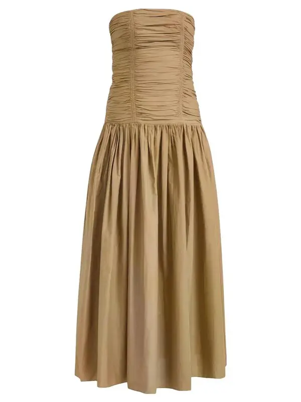 Matteau Ruched Strapless Midi Dress - Neutrals