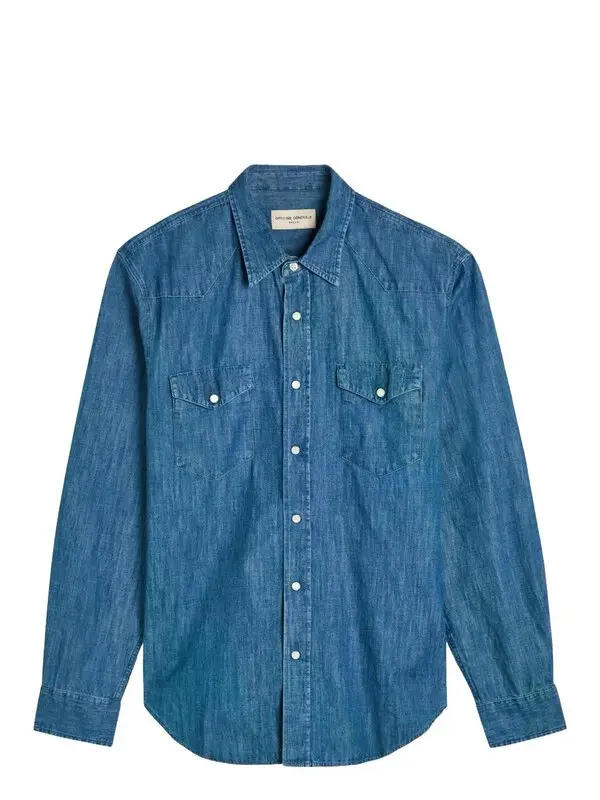 Officine Générale Chambray Chest-pocket Buttoned Shirt - Blue
