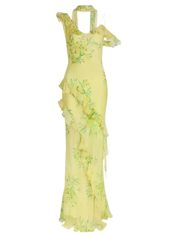 DE LA VALI Floral Maxi Dress - Yellow