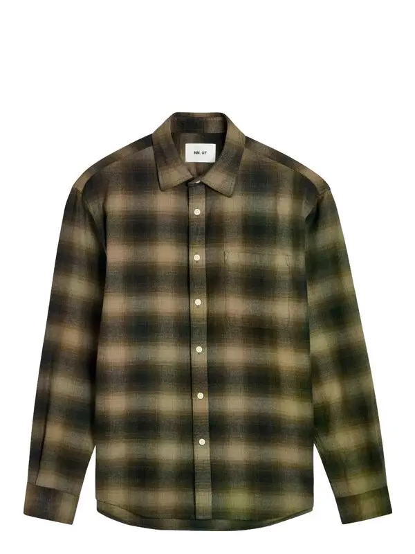 Nn07 Check-pattern Chest-pocket Shirt - Brown
