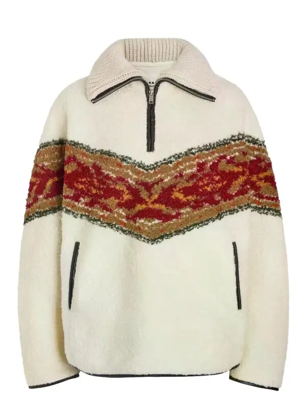 ETOILE Patterned Half-zip Sweater - Neutrals