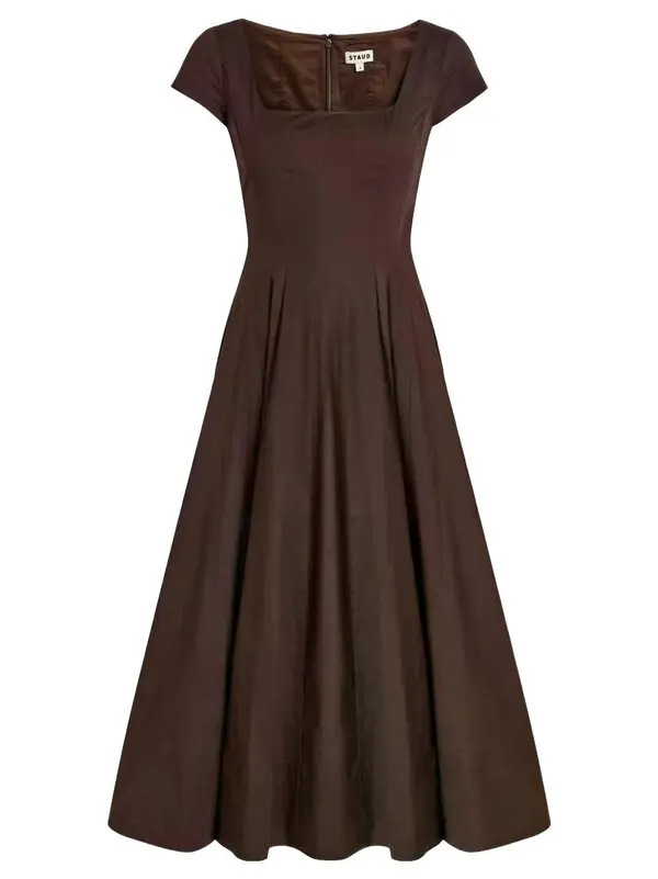Staud Wells Square-neck Midi Dress - Brown