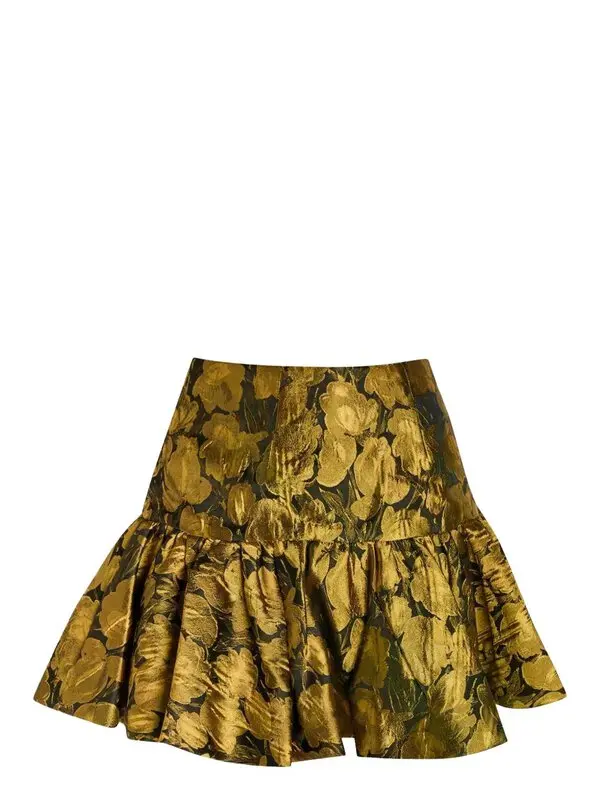 Ronny Kobo Stormi Floral-jacquard Mini Skirt - Gold