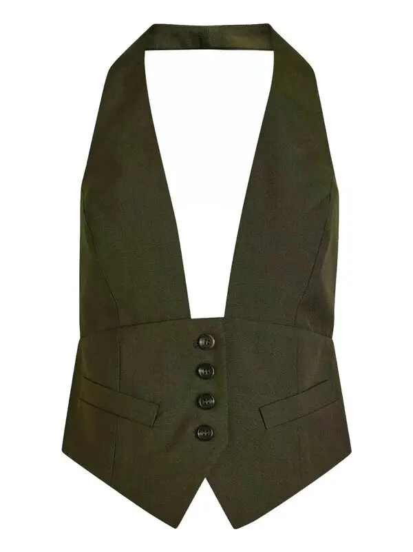 Ronny Kobo Alesis Button Halterneck Vest - Green