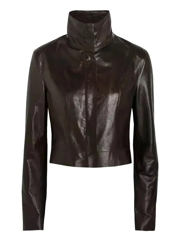 Our Legacy Leather Funnel-neck Jacket - Brown
