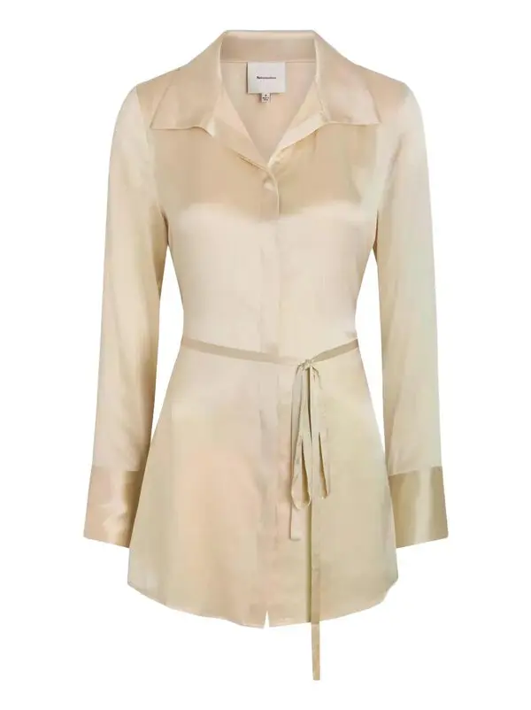 REFORMATION Tie-waist Long-sleeved Blouse - Neutrals