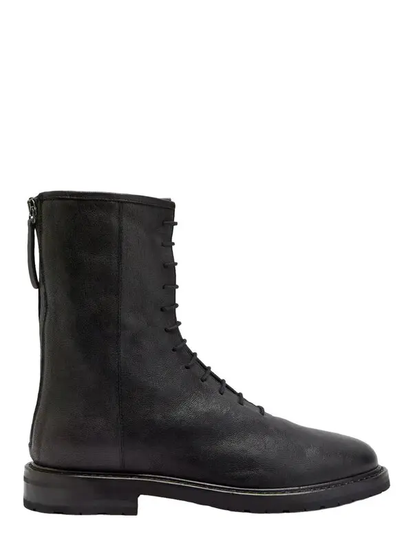 Legres Lace-up Leather Ankle Boots - Black