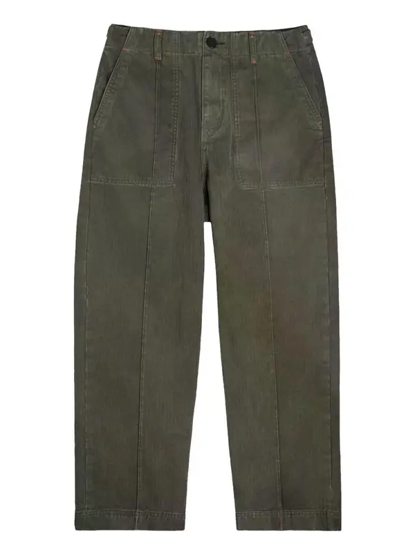 THE ELDER STATESMAN Dundy Belt-loops Cotton Trousers - Green