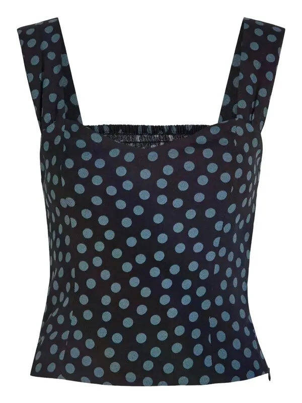 REFORMATION Hester Polka Dot Strap Top - Black