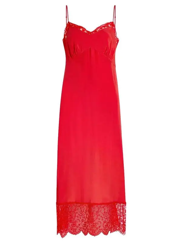 Simone Rocha Lace-trim Midi Slip Dress - Red