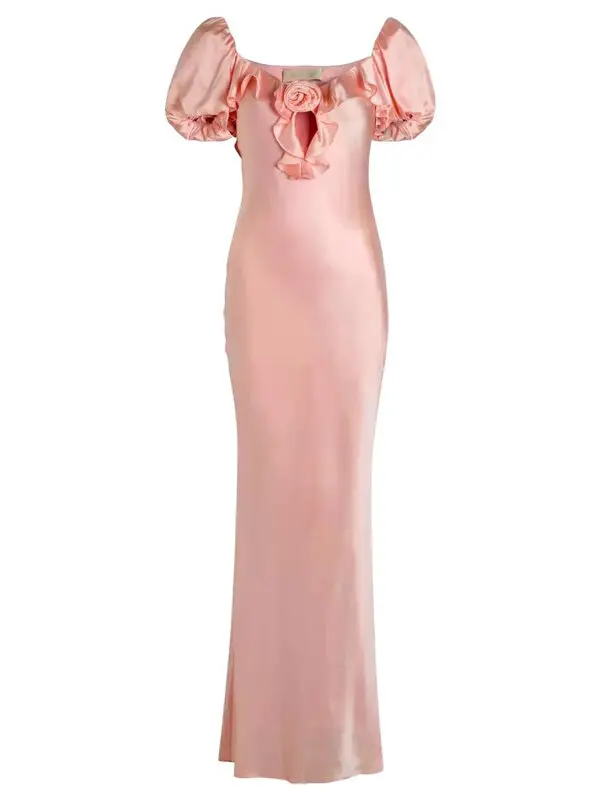 DE LA VALI Eden Ruffled Maxi Dress - Pink