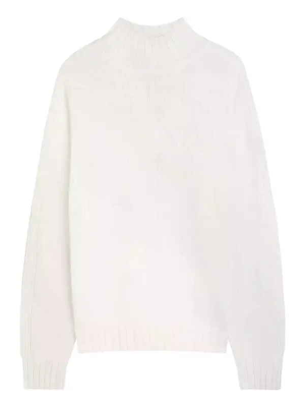 ALLUDE Ribbed Funnel-neck Sweater - White