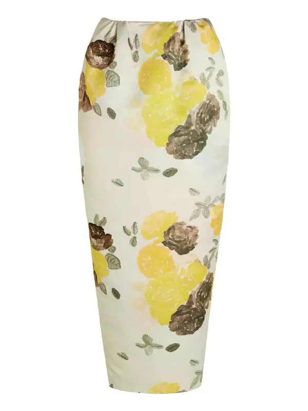 Bernadette Floral-print Midi Skirt - Neutrals