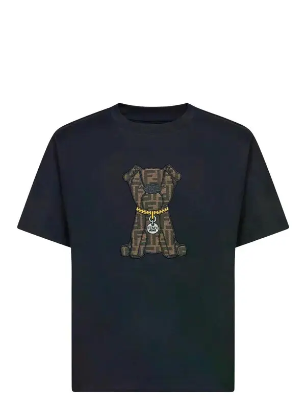 Fendi Dog-motif Cotton T-shirt - Blue
