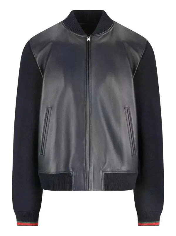 Gucci Leather Panelled Jacket - Blue