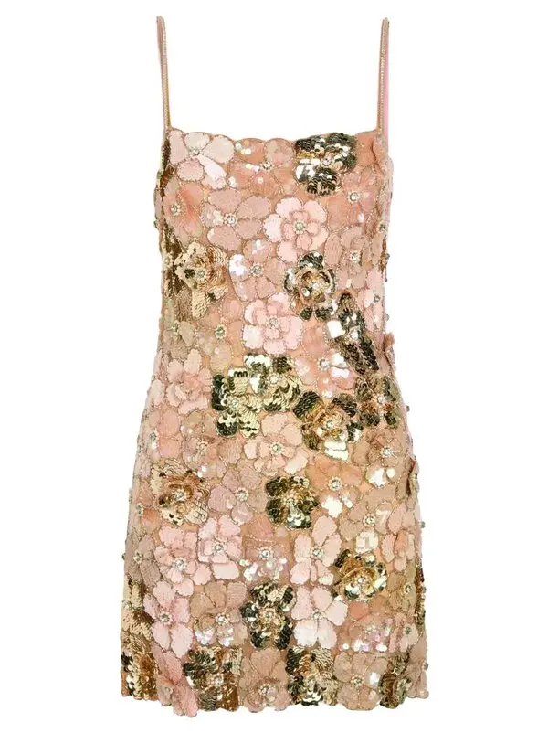 LoveShackFancy Aleria Sequin-embellished Mini Dress - Pink
