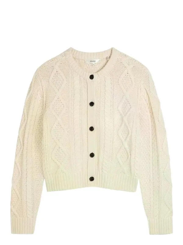 FRAME Cable-knit Buttoned Sweater - Neutrals