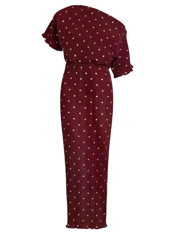 NEVER FULLY DRESSED Tilly One-shoulder Polka Dot Maxi Dress - Red