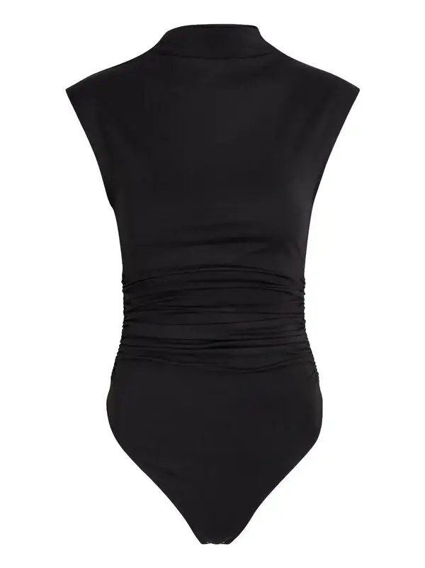 Good American Roll-neck Gathered Bodysuit - Black