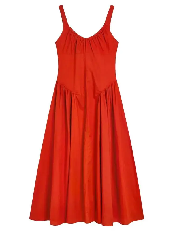 Faithfull The Brand Olas Ruched Midi Dress - Red