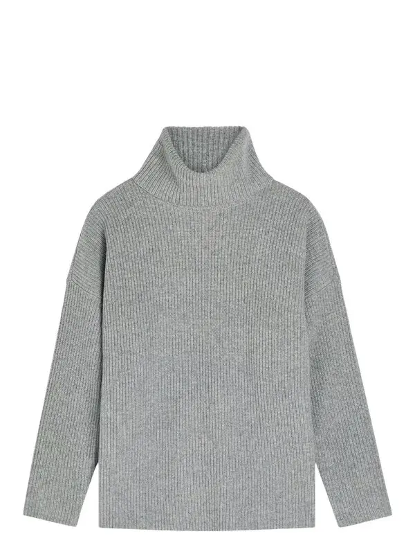 Eileen Fisher Roll-neck Ribbed Knit Sweater - Grey