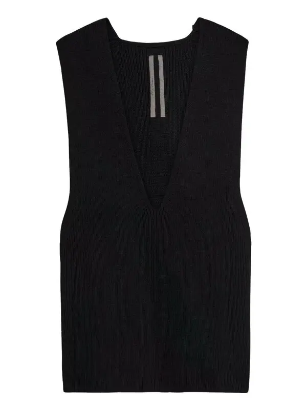 Rick Owens V-neck Ribbed Knit Vest - Black