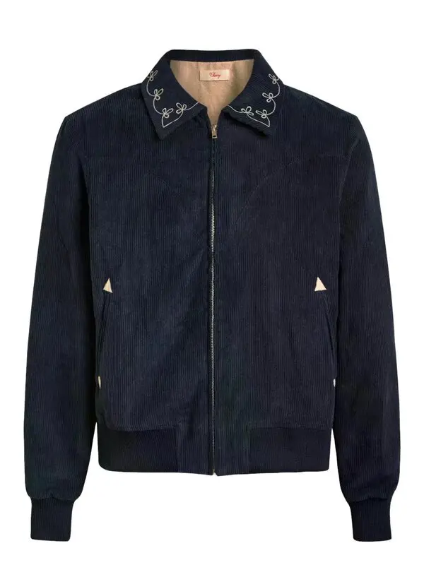 CHERRY LA Charro Embroidered Corduroy Jacket - Blue