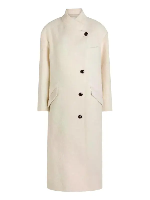 ETOILE Button-fastening Collar Coat - Neutrals