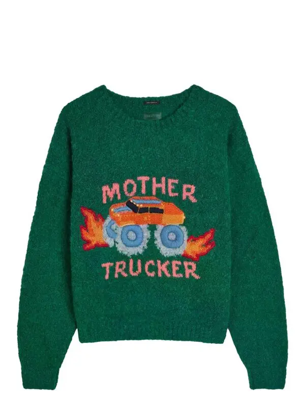 MOTHER Graphic Print Sweater - Green