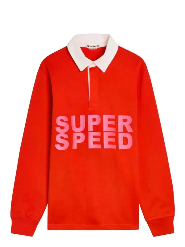 JW Anderson Graphic Long-sleeved Polo Top - Red