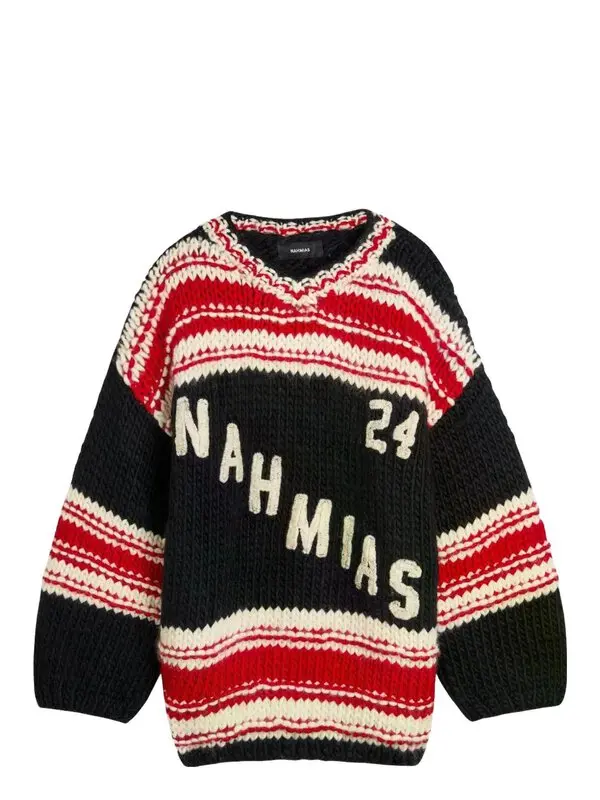 NAHMIAS Striped Knitted Sweater - Black