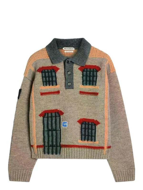 JW Anderson Applique Collared Knitwear - Neutrals